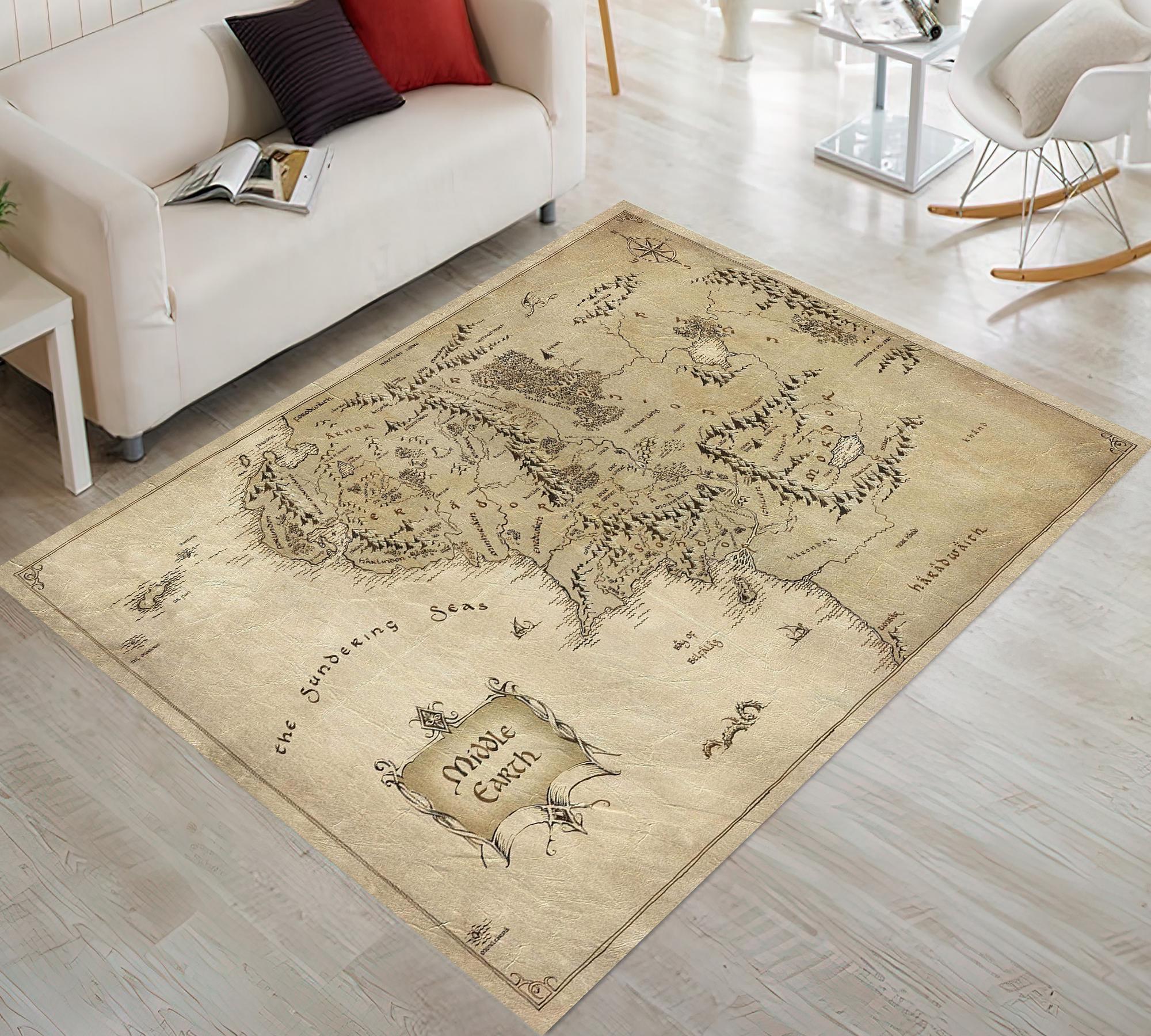 Middle Earth Rug, Lord of the Rings, Map Rug, Movie Map Rugs, Middle ...