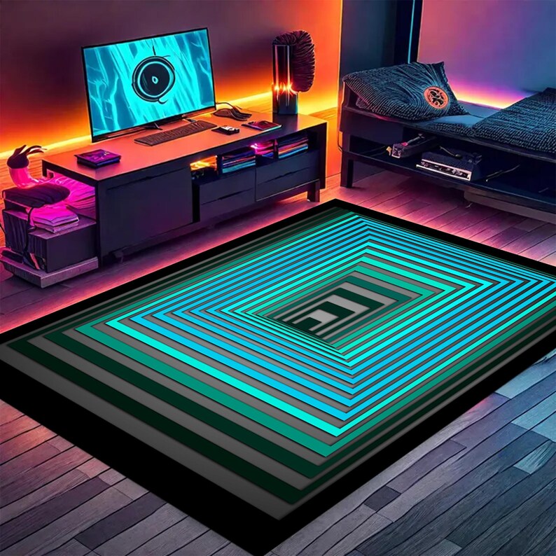 3D Rug, Illusion Rug, Blue Vortex Rug, Optical Illusion Rug, 3D Vortex ...