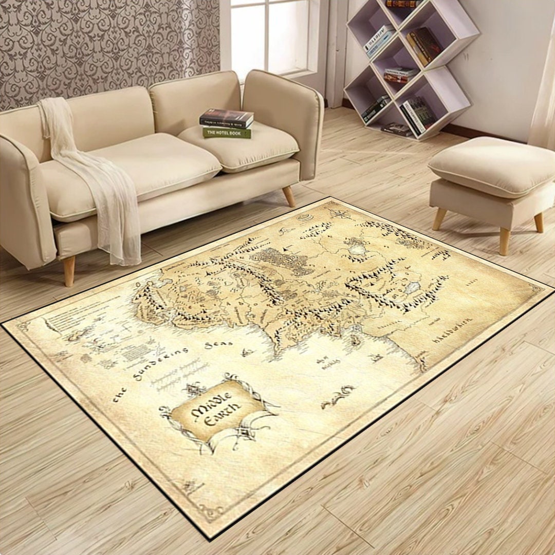 Middle Earth Rug, Lord of the Rings, Map Rug, Movie Map Rugs, Middle ...