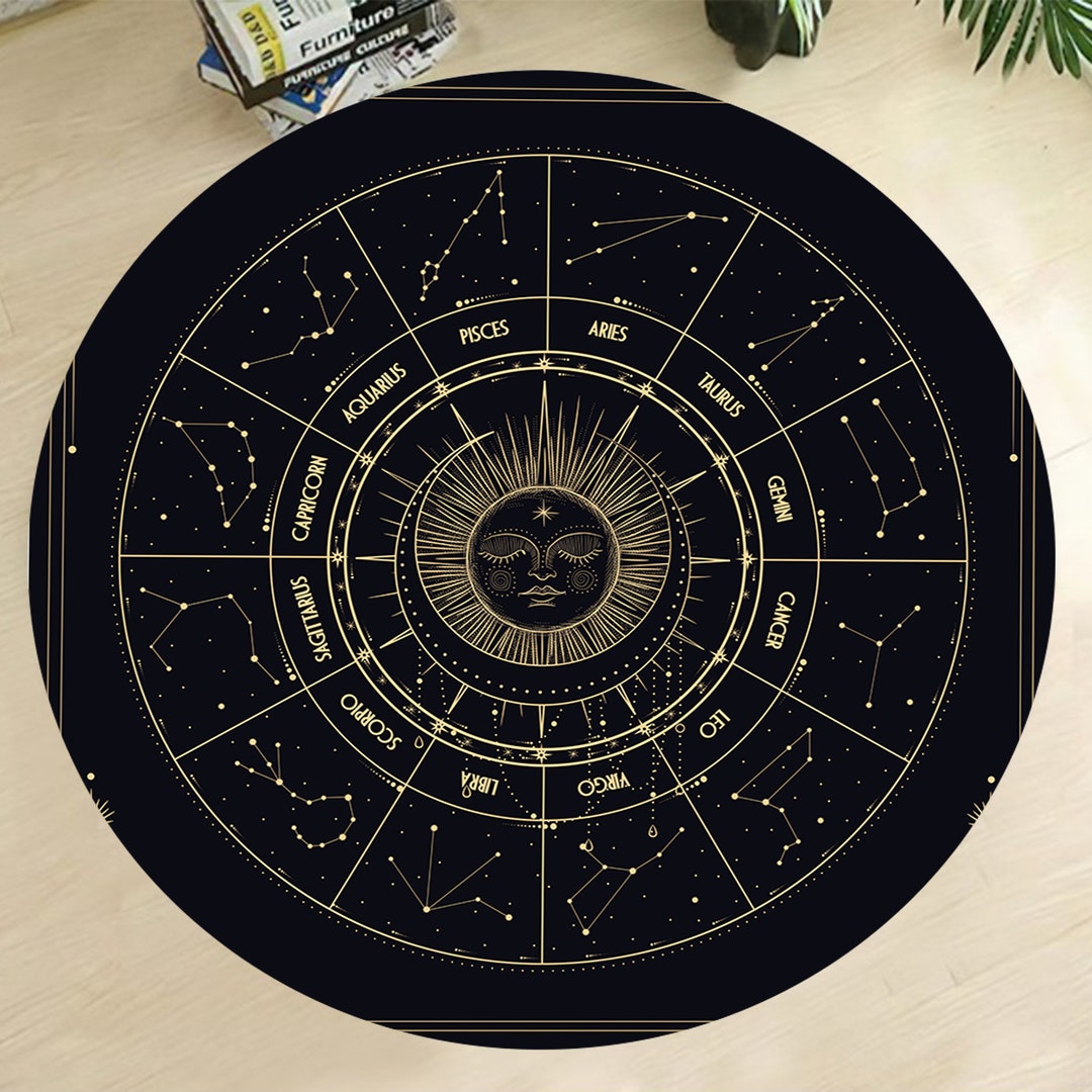 Zodiac Constellations Round Rug, Astrology Rug, Zodiac Rug, Zodiac Rugs ...