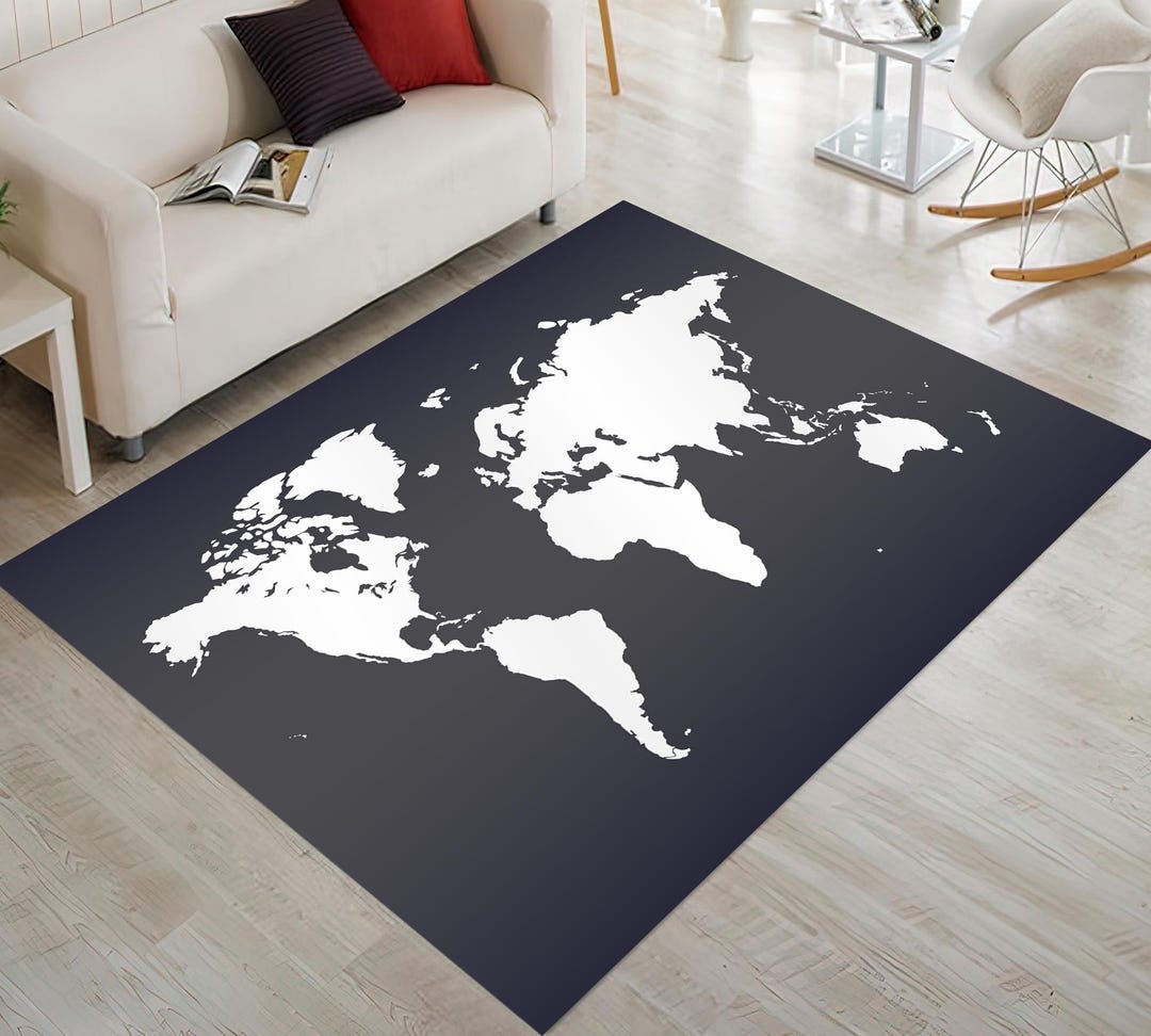 White World Map Rug, World Map Rug,map Rug,atlas World Map Rug,area ...