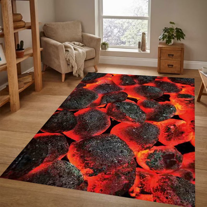 Ember Rug, Lava Rug, Hot Lava Rug, Volcano Floor Rug, Lava Pattern Rug ...