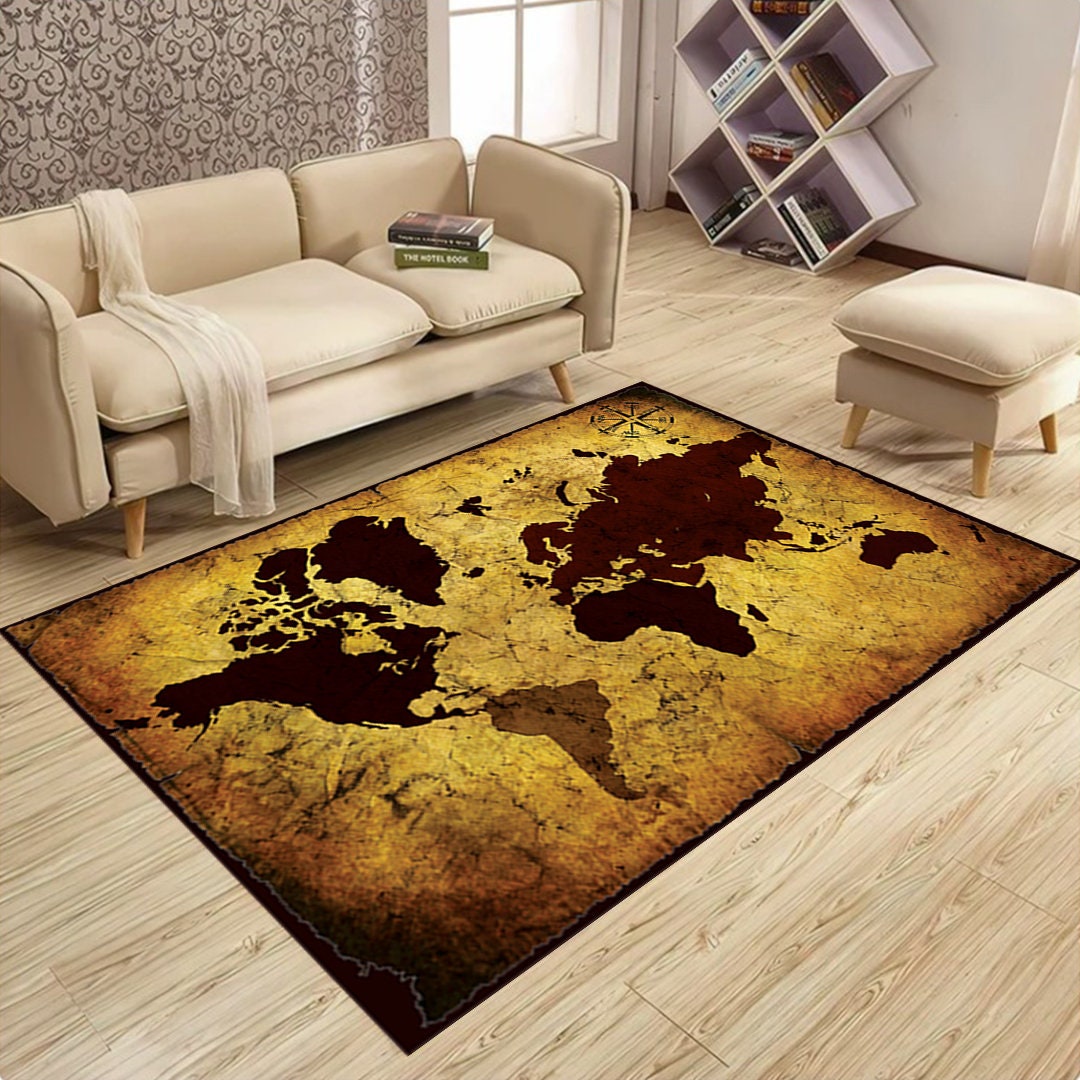 Parchment Paper World Map Rug,world Map Rug,map Rug,atlas World Map Rug ...