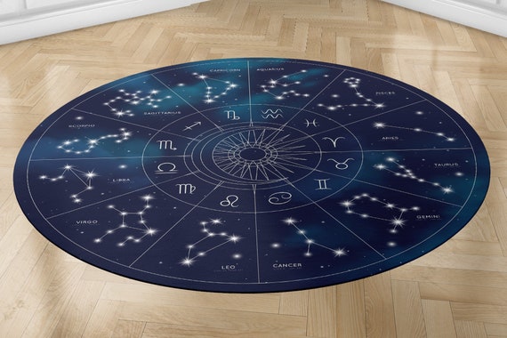 Zodiac Constellations Round Rug | Etsy