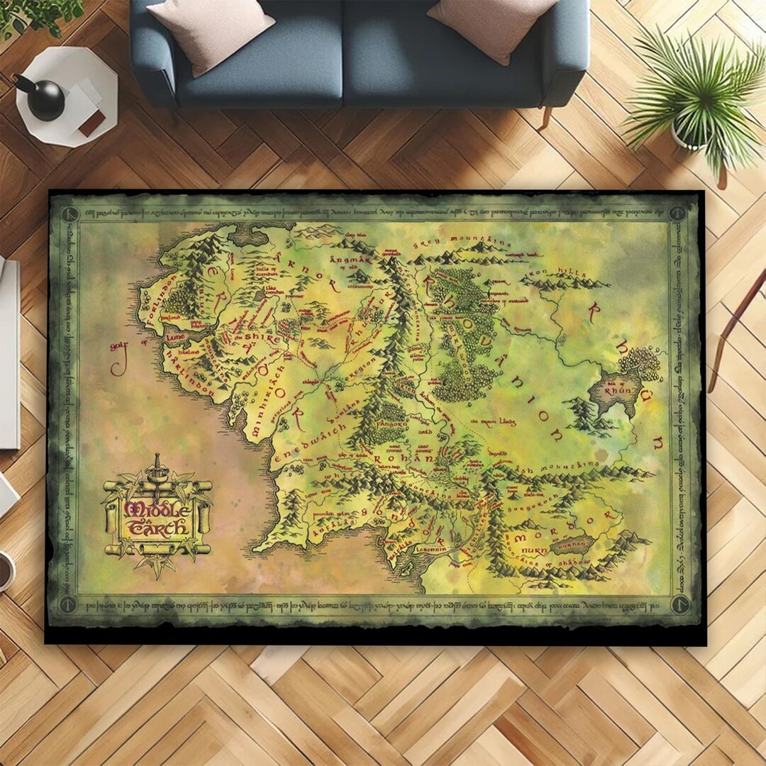 Middle Earth Rug, Lord of the Rings, Map Rug, Movie Map Rugs, Middle ...