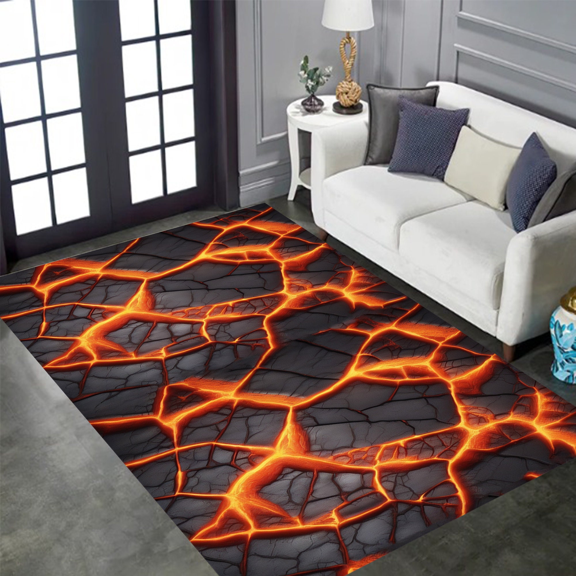Ember Rug, Lava Rug, Hot Lava Rug, Volcano Floor Rug, Lava Pattern Rug ...