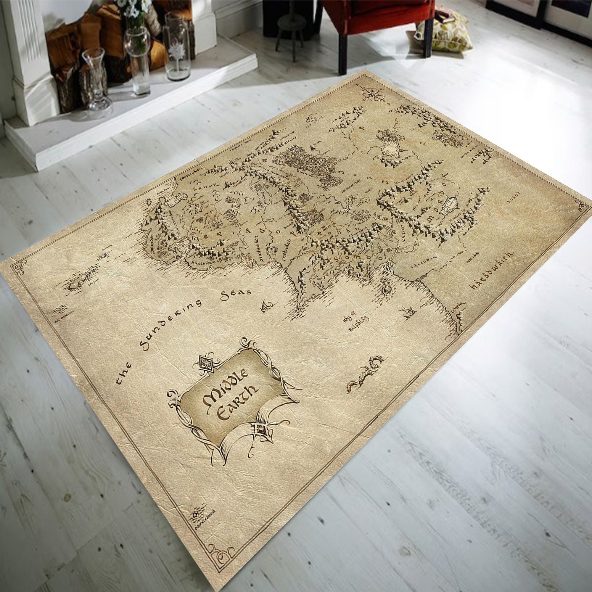 Middle Earth Rug, Lord of the Rings, Map Rug, Movie Map Rugs, Middle ...