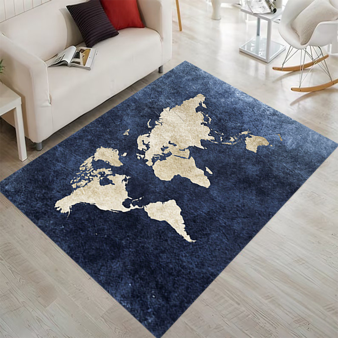 Blue World Map Rug, World Map Rug,map Rugs,atlas World Map Rug,area ...