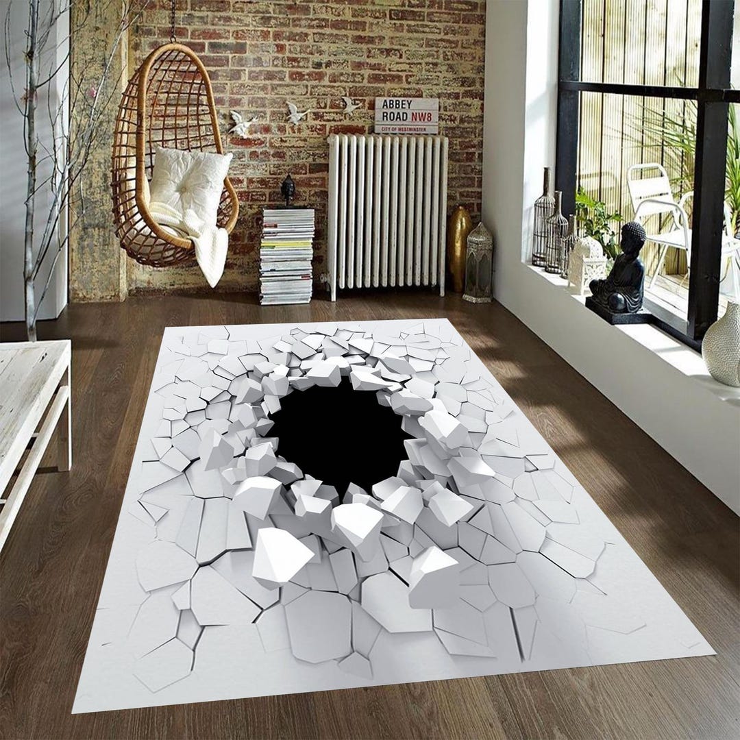 3D Rug, Illusion Rug, Wrecking Ball Optical Illusion Rug, 3D Vortex Rug ...