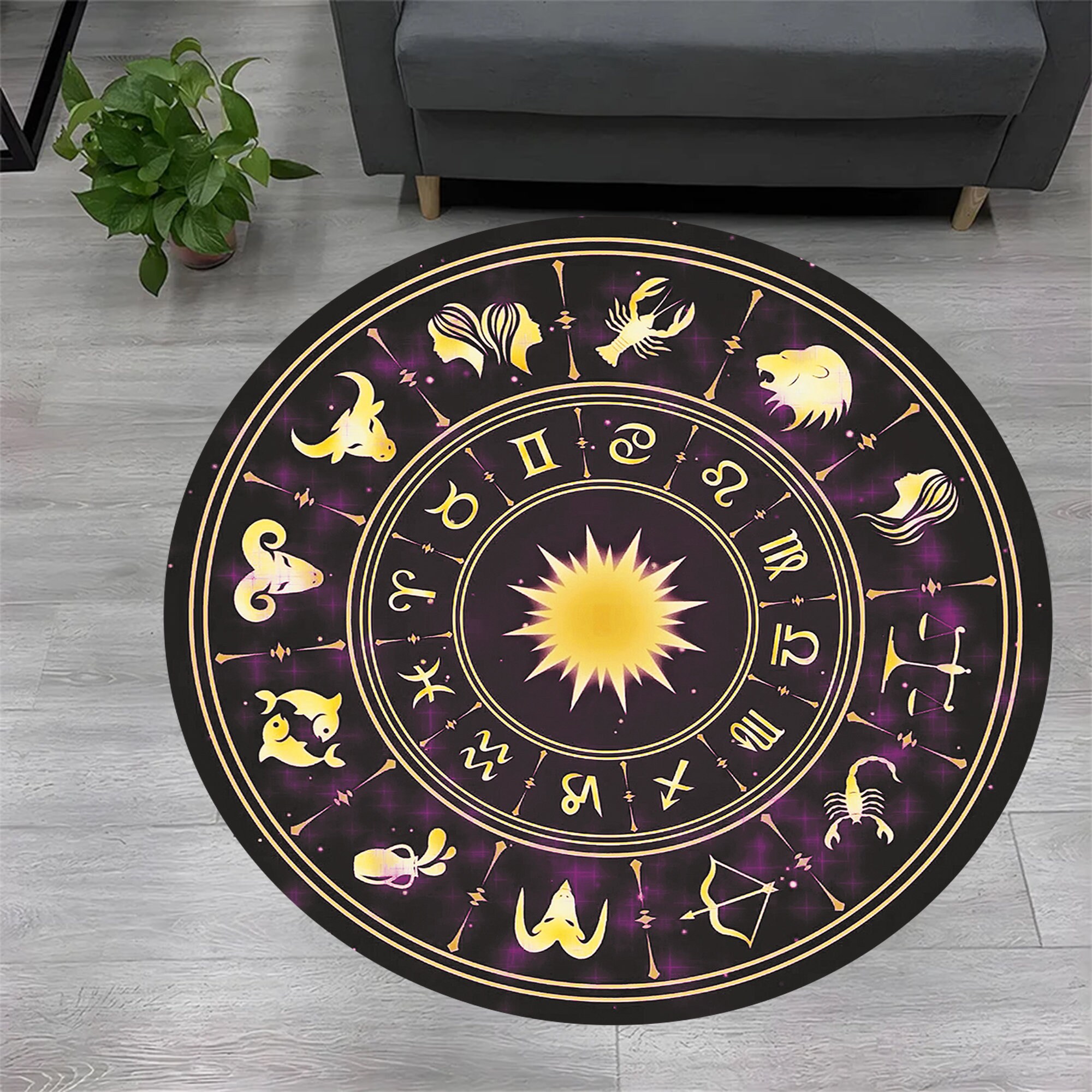 Cosmic Zodiac Ring Round Rug, Astrology Rug, Zodiac Rug, Zodiac Rugs ...