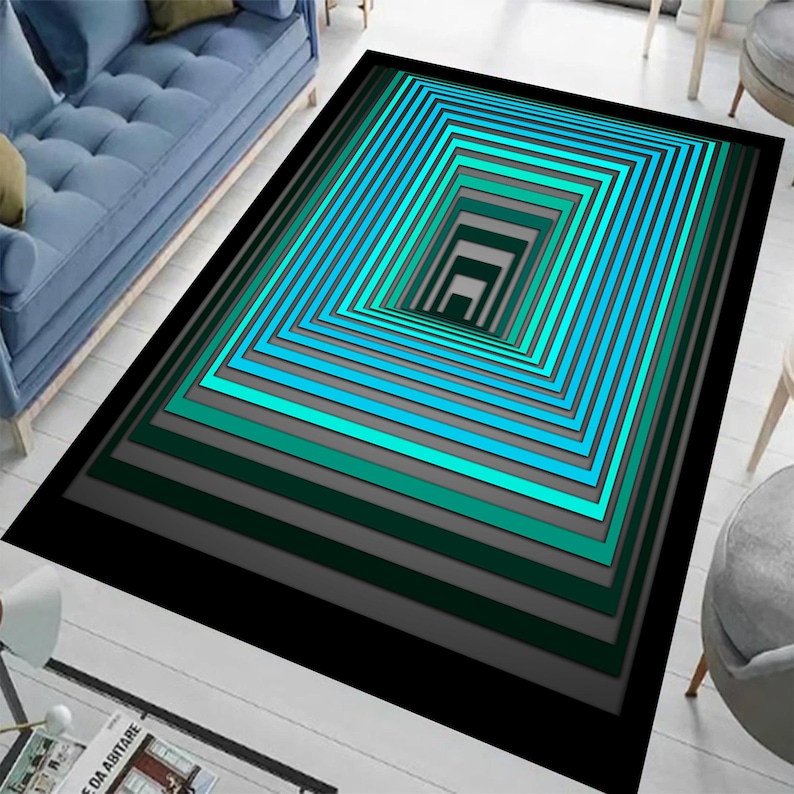 3D Rug, Illusion Rug, Blue Vortex Rug, Optical Illusion Rug, 3D Vortex ...