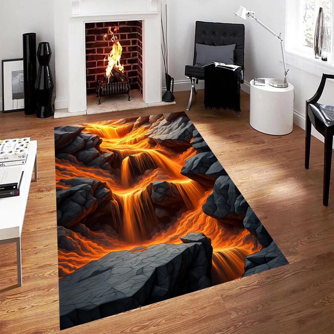 Ember Rug, Lava Rug, Hot Lava Rug, Volcano Floor Rug,lava Pattern Rug ...