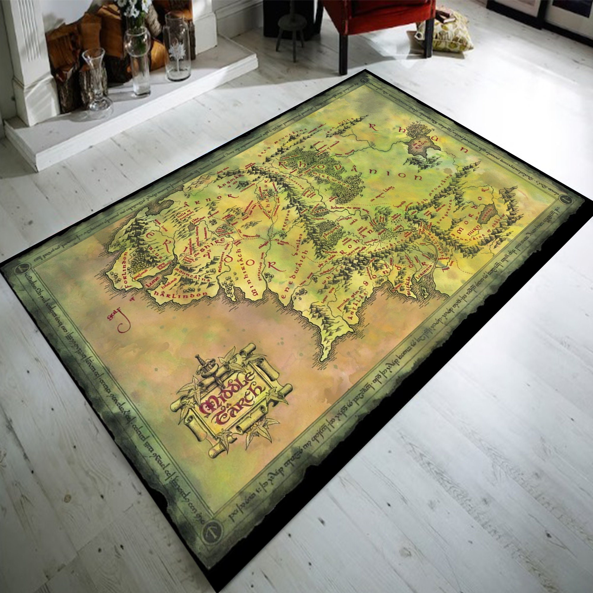 Middle Earth Rug, Lord of the Rings, Map Rug, Movie Map Rugs, Middle ...