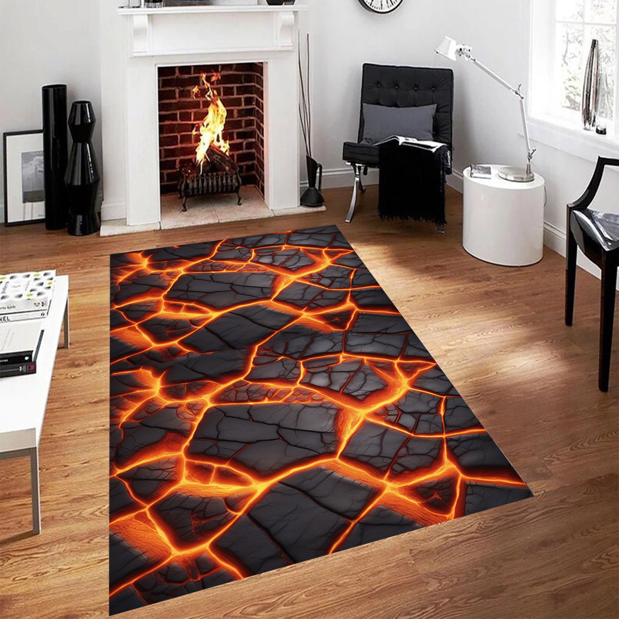 Ember Rug, Lava Rug, Hot Lava Rug, Volcano Floor Rug, Lava Pattern Rug ...