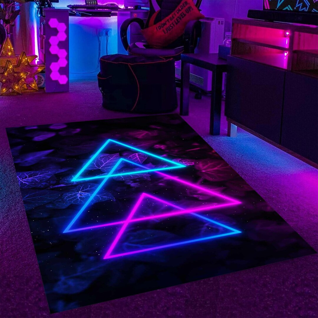 Neon Rug, Gamer Rug, Neon Design Rug, Neon Decor, Game Rug, Neon ...