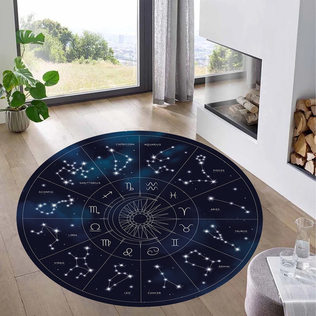 Zodiac Constellations Round Rug, Astrology Rug, Zodiac Rug, Zodiac Rugs ...