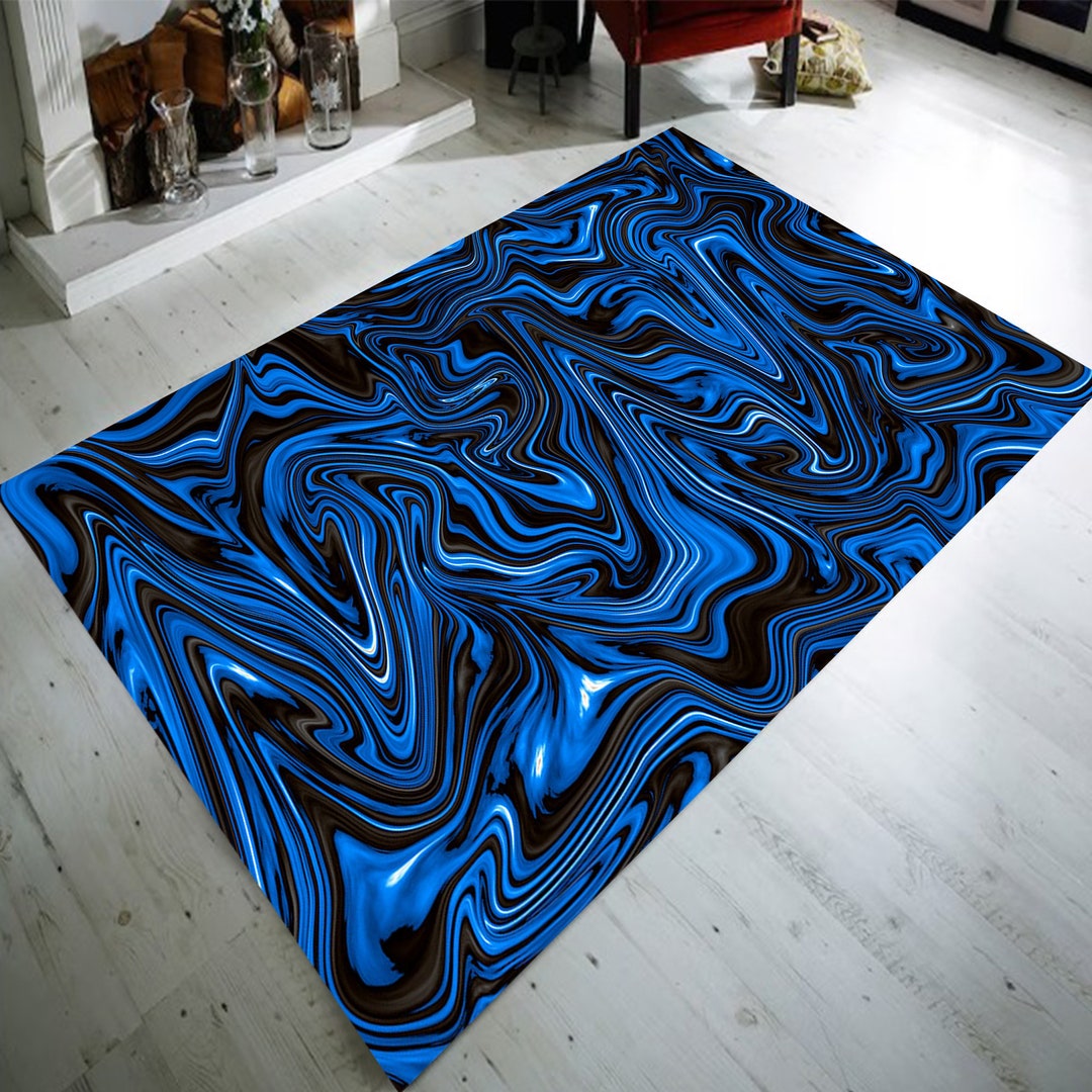 Marble Rug, Blue Marble Rug, Marble Design Rug, Marble Patterned Rug ...