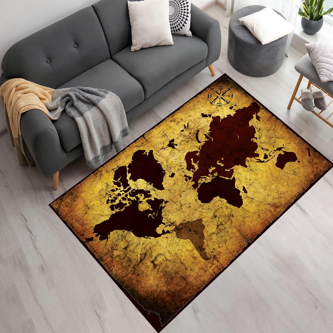 Parchment Paper World Map Rug,world Map Rug,map Rug,atlas World Map Rug ...