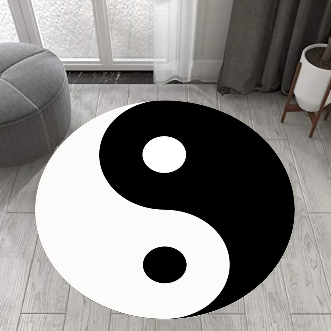 Yin and Yang Round Rug, Yin-yang Symbol Soft Rug, Black/white Soft Yin ...