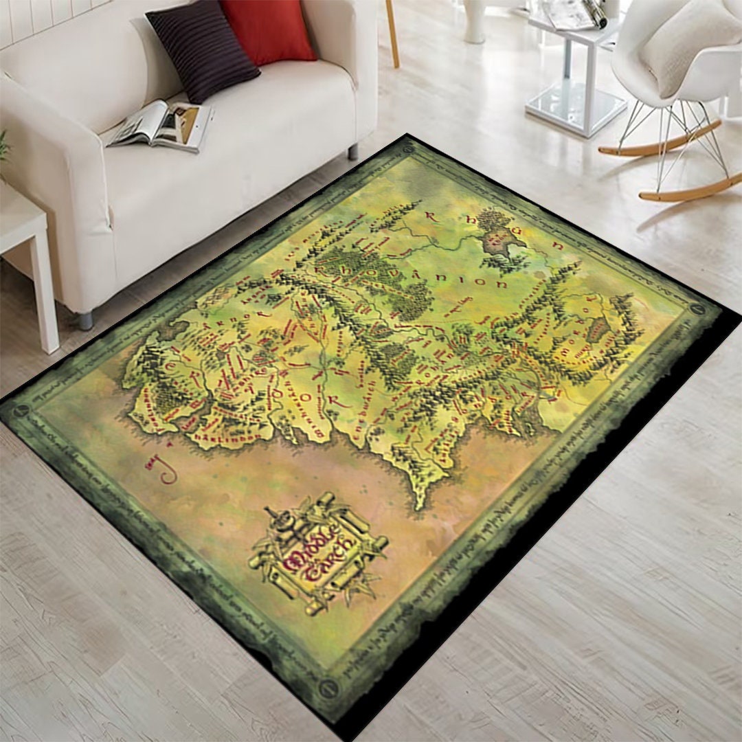 Middle Earth Rug, Lord of the Rings, Map Rug, Movie Map Rugs, Middle ...