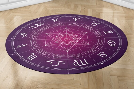 Home & Living Floor & Rugs Rugs Crystal Zodiac Chart Round Rug etna.com.pe