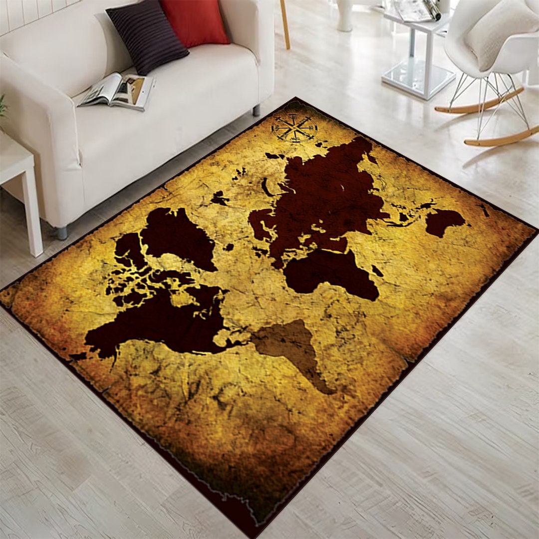 Parchment Paper World Map Rug,world Map Rug,map Rug,atlas World Map Rug ...