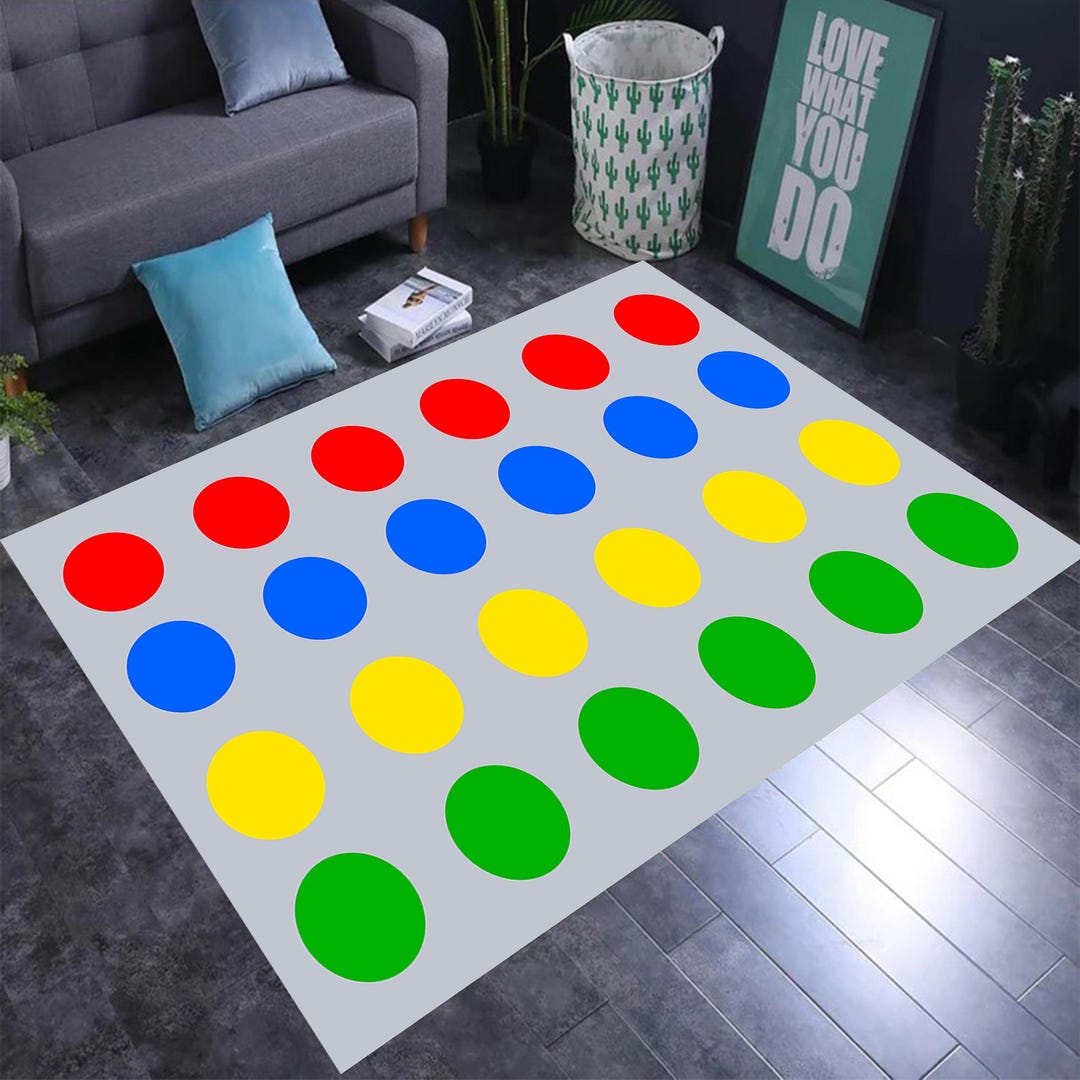 Classic Twister Rug With Gray Background | Play a Twister Game With ...