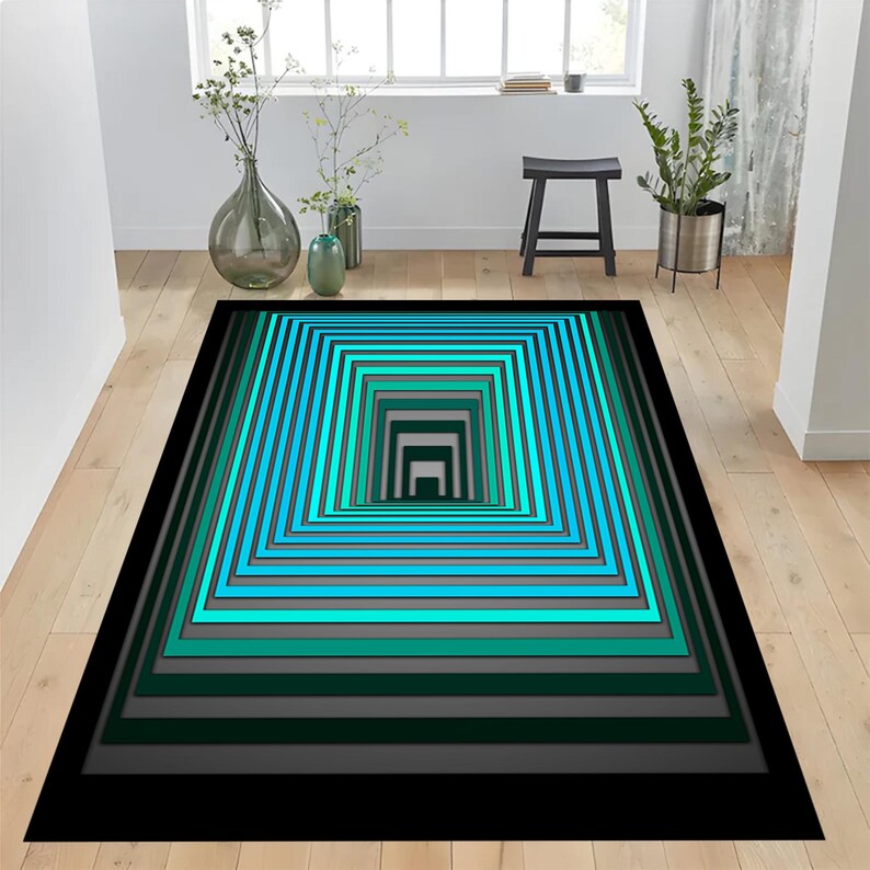 3D Rug, Illusion Rug, Blue Vortex Rug, Optical Illusion Rug, 3D Vortex ...