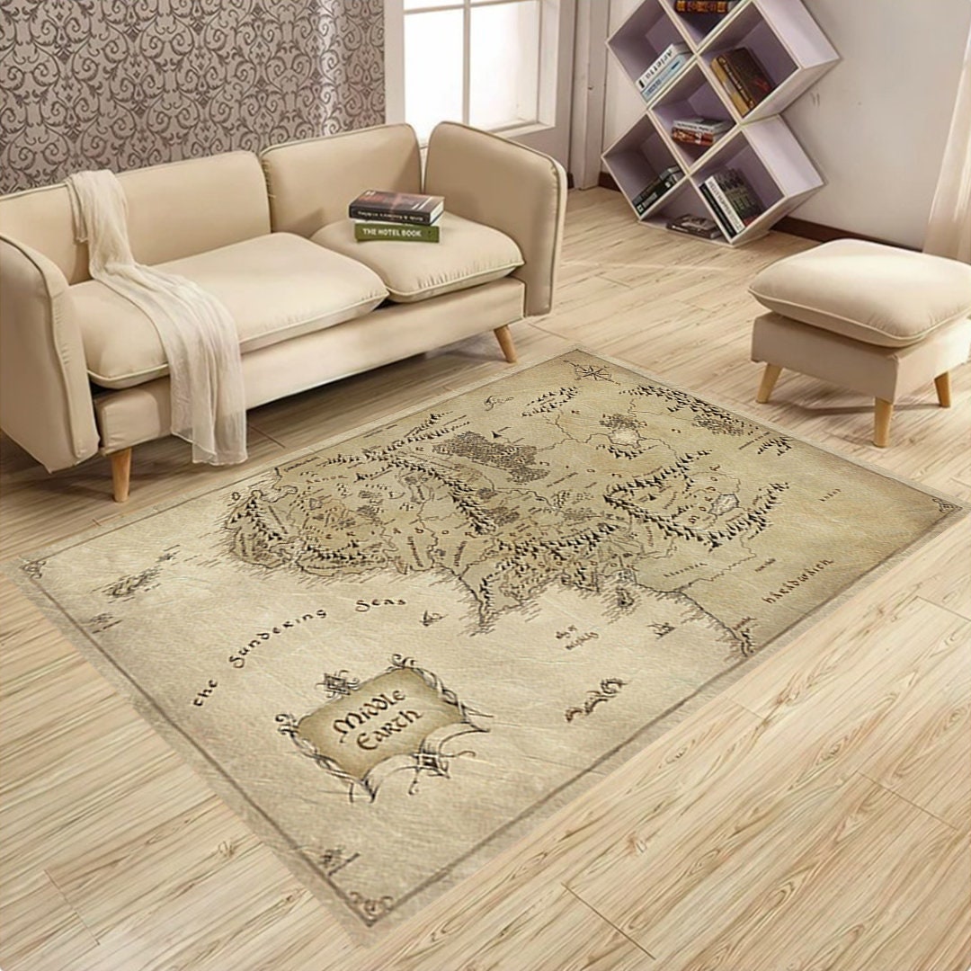Middle Earth Rug, Lord of the Rings, Map Rug, Movie Map Rugs, Middle ...