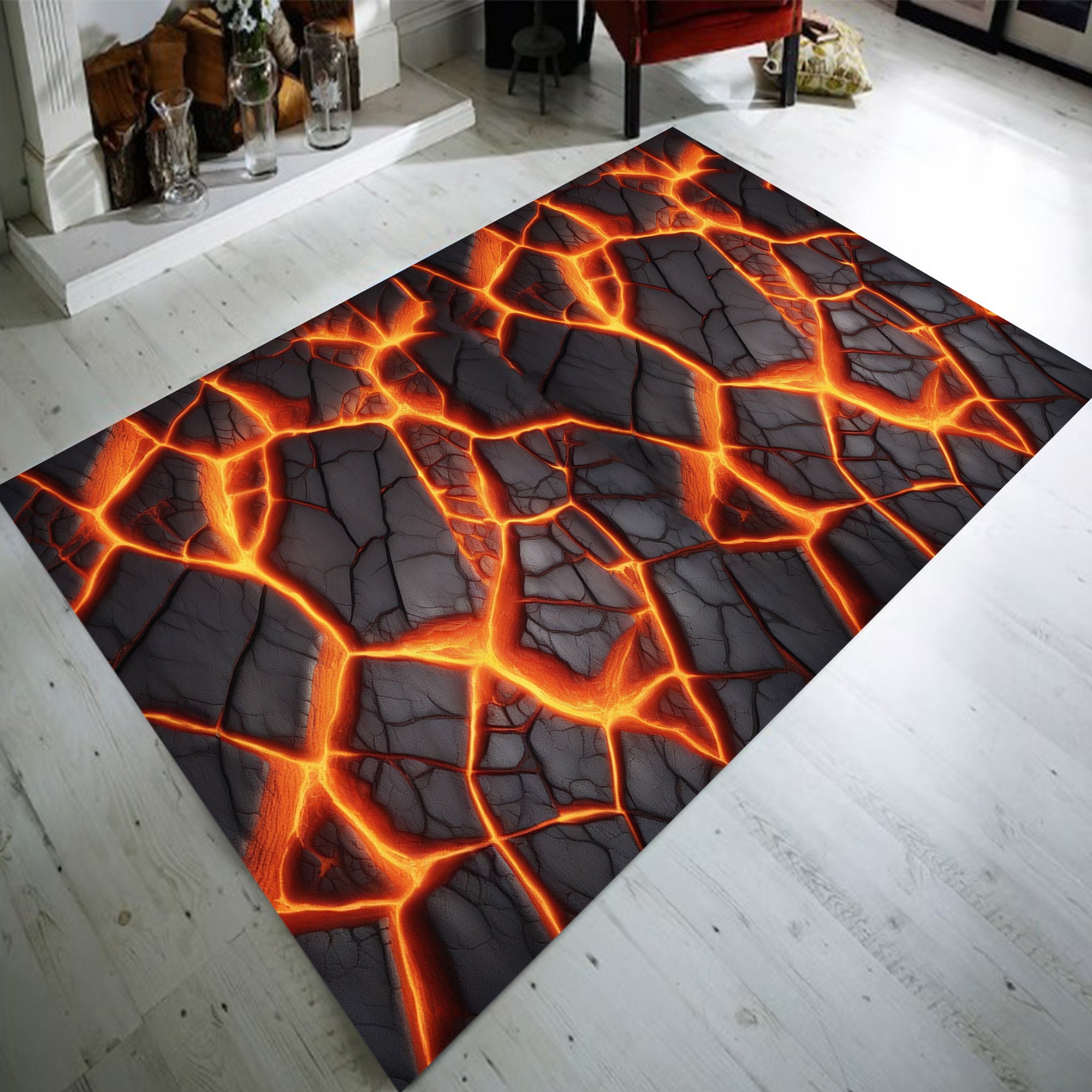 Ember Rug, Lava Rug, Hot Lava Rug, Volcano Floor Rug, Lava Pattern Rug ...