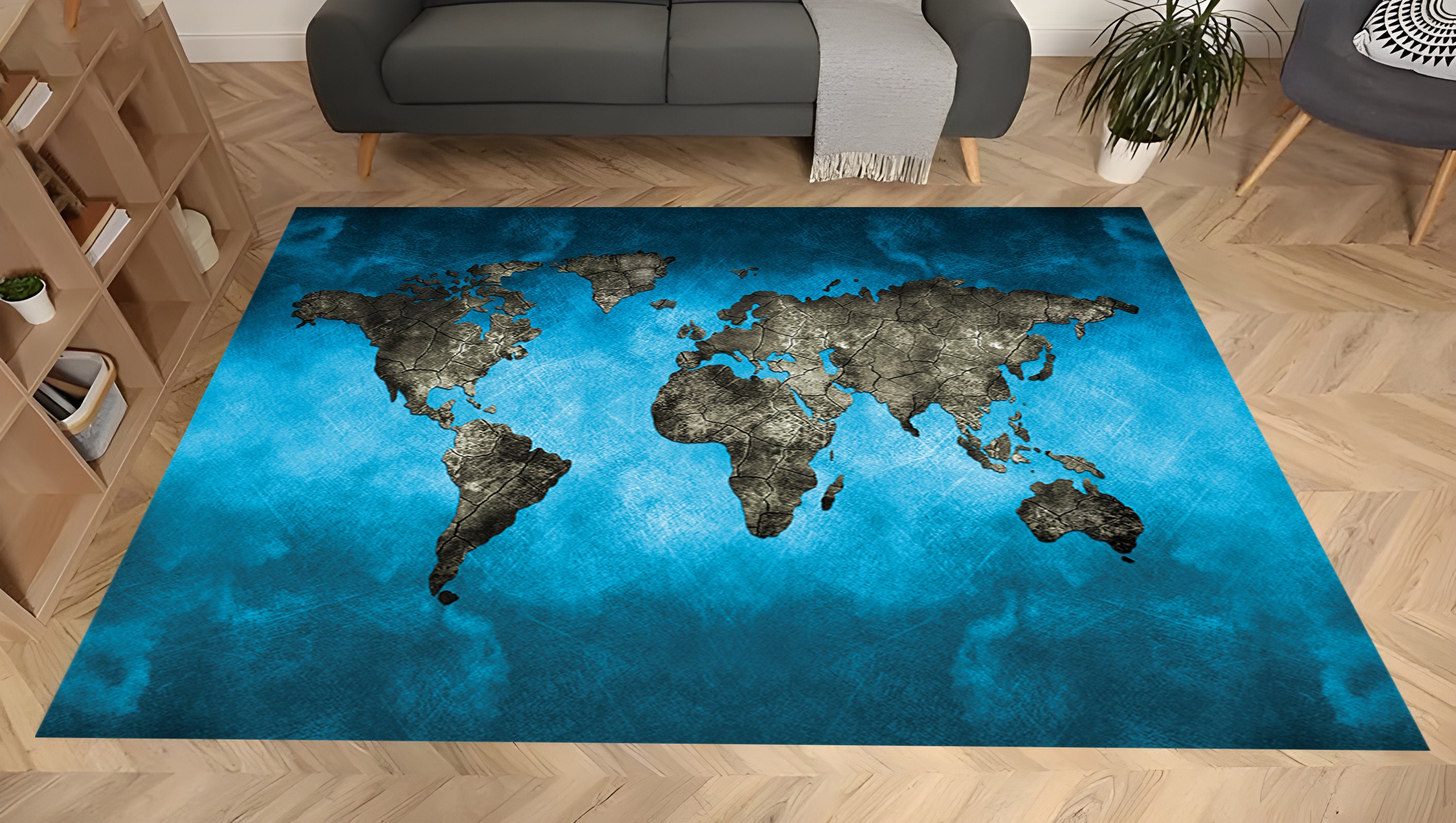 Turquoise World Map Rug, Blue World Map Rug,world Map Rug,map Rugs ...