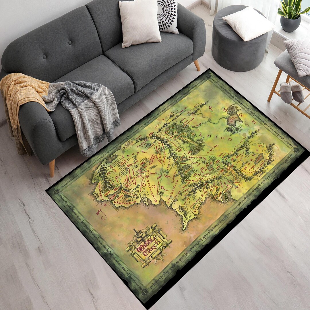 Middle Earth Rug, Lord of the Rings, Map Rug, Movie Map Rugs, Middle ...