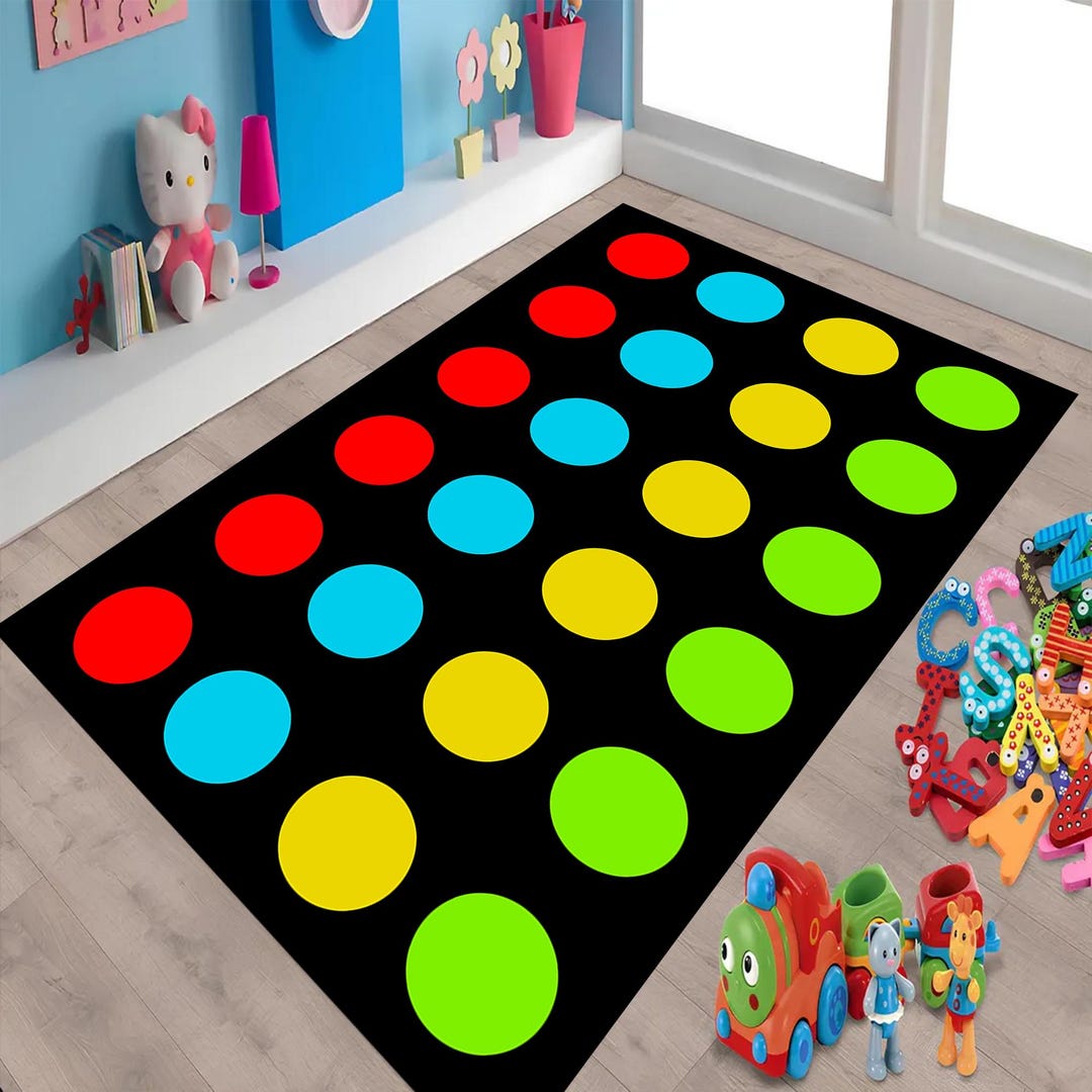 Classic Twister Rug With Black Background | Play a Twister Game With ...
