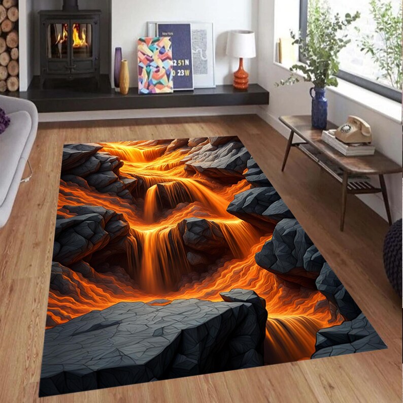 Ember Rug, Lava Rug, Hot Lava Rug, Volcano Floor Rug,lava Pattern Rug ...