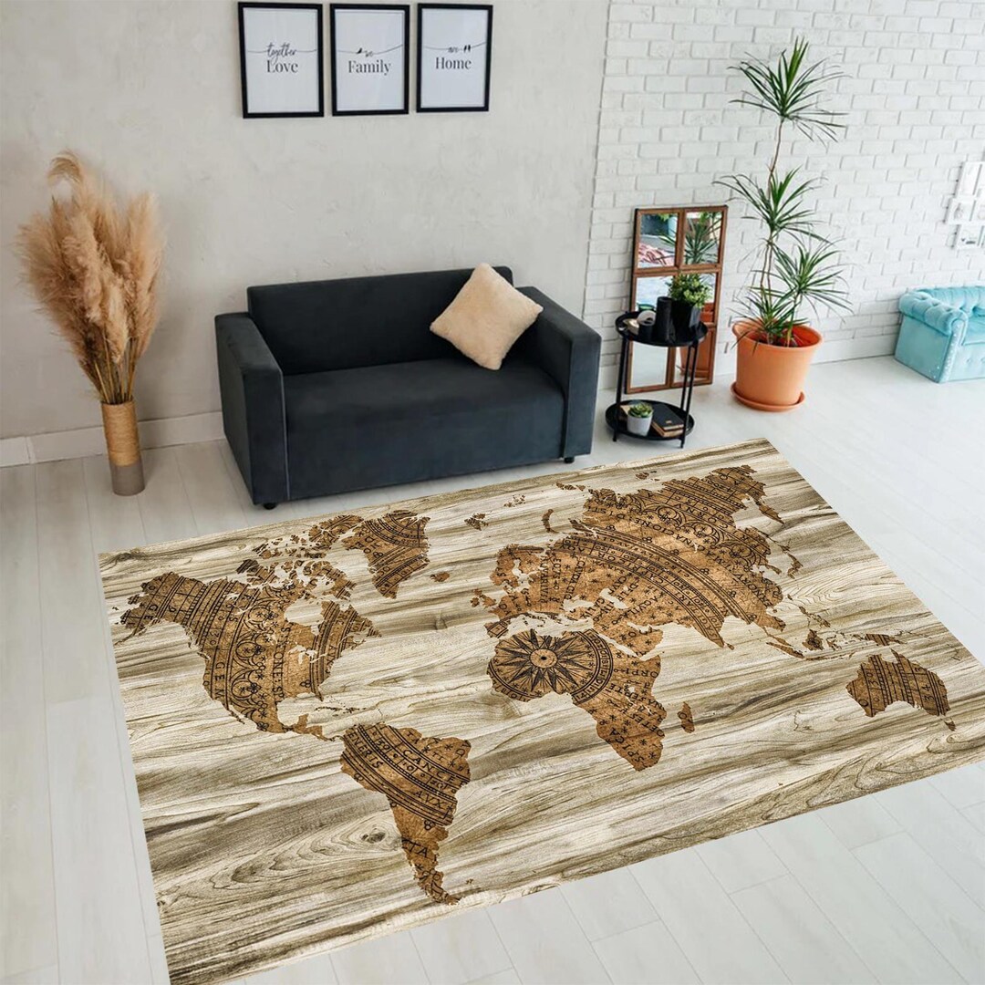 World Map Rug, Map Rugs, Atlas World Map Rug, Area Carpet,popular ...