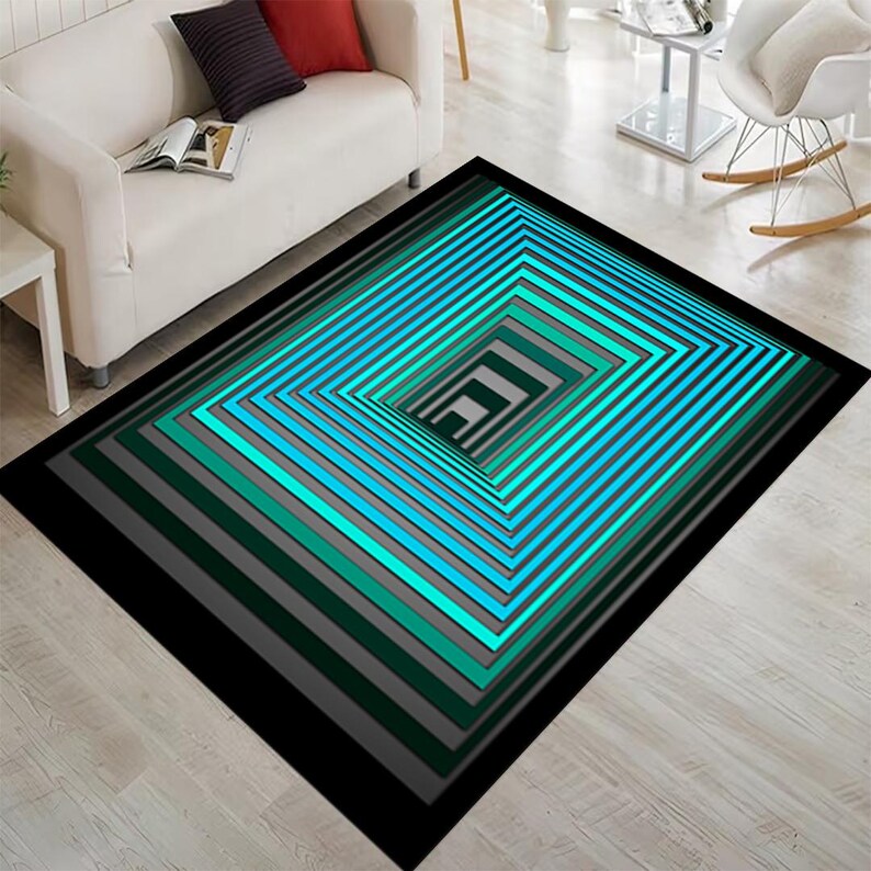 3D Rug, Illusion Rug, Blue Vortex Rug, Optical Illusion Rug, 3D Vortex ...