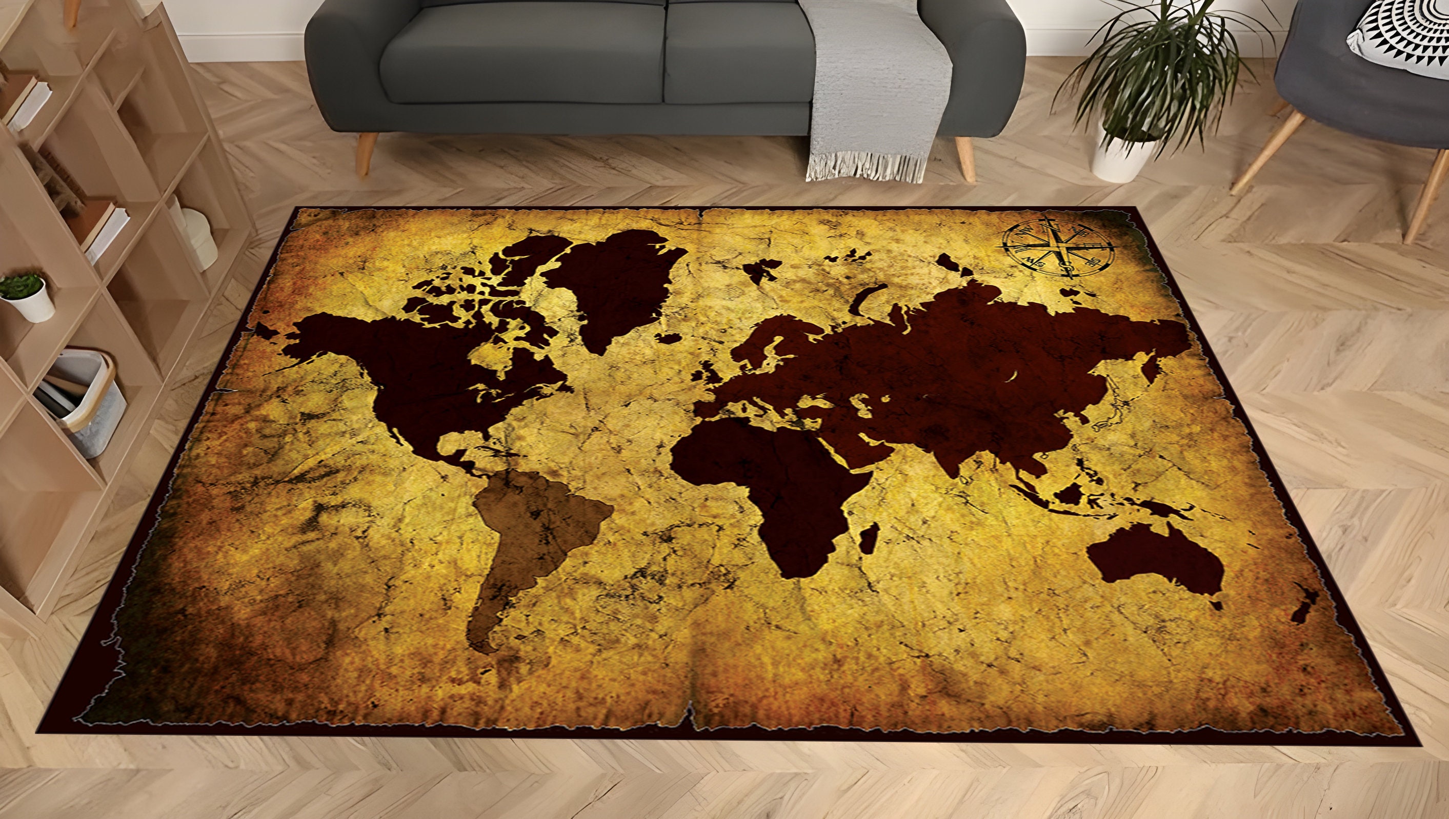Parchment Paper World Map Rug,world Map Rug,map Rug,atlas World Map Rug ...