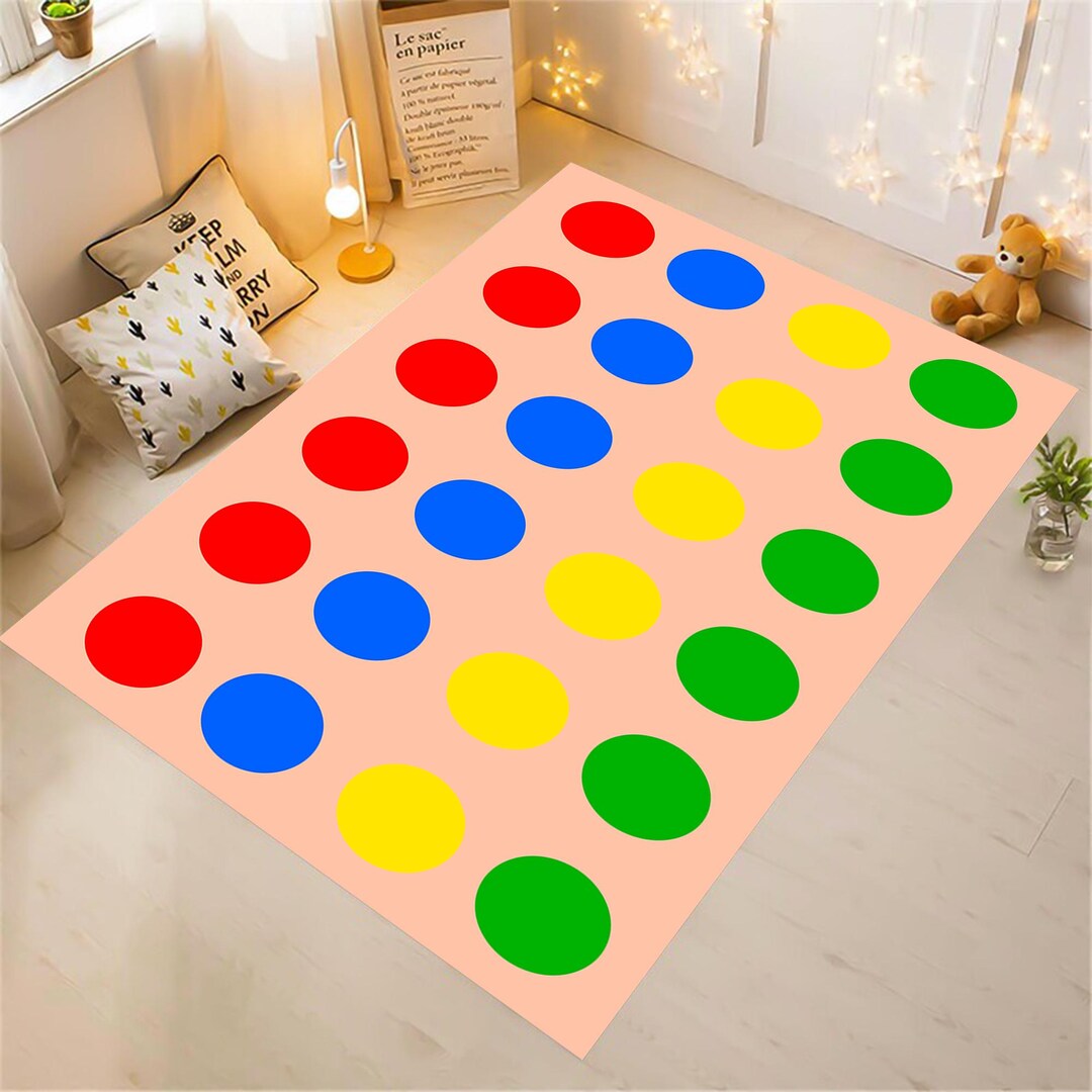 Classic Twister Rug With Peach Background | Play a Twister Game With ...