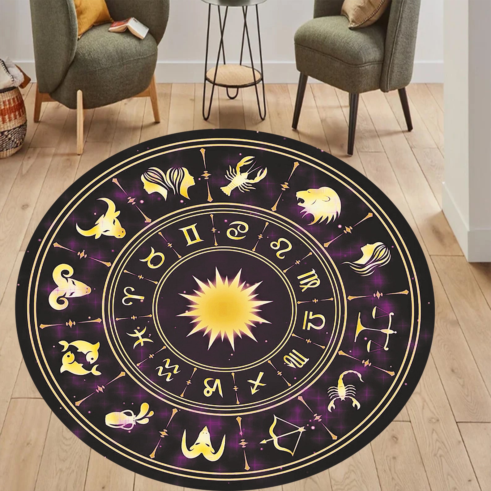 Cosmic Zodiac Ring Round Rug, Astrology Rug, Zodiac Rug, Zodiac Rugs ...