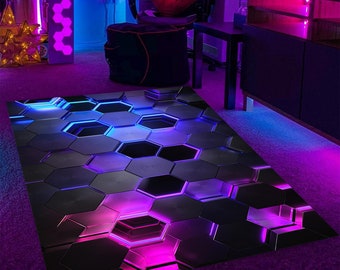Neon Rug, Gamer Rug, Neon Design Rug, Neon Decor, Game Rug, Neon ...