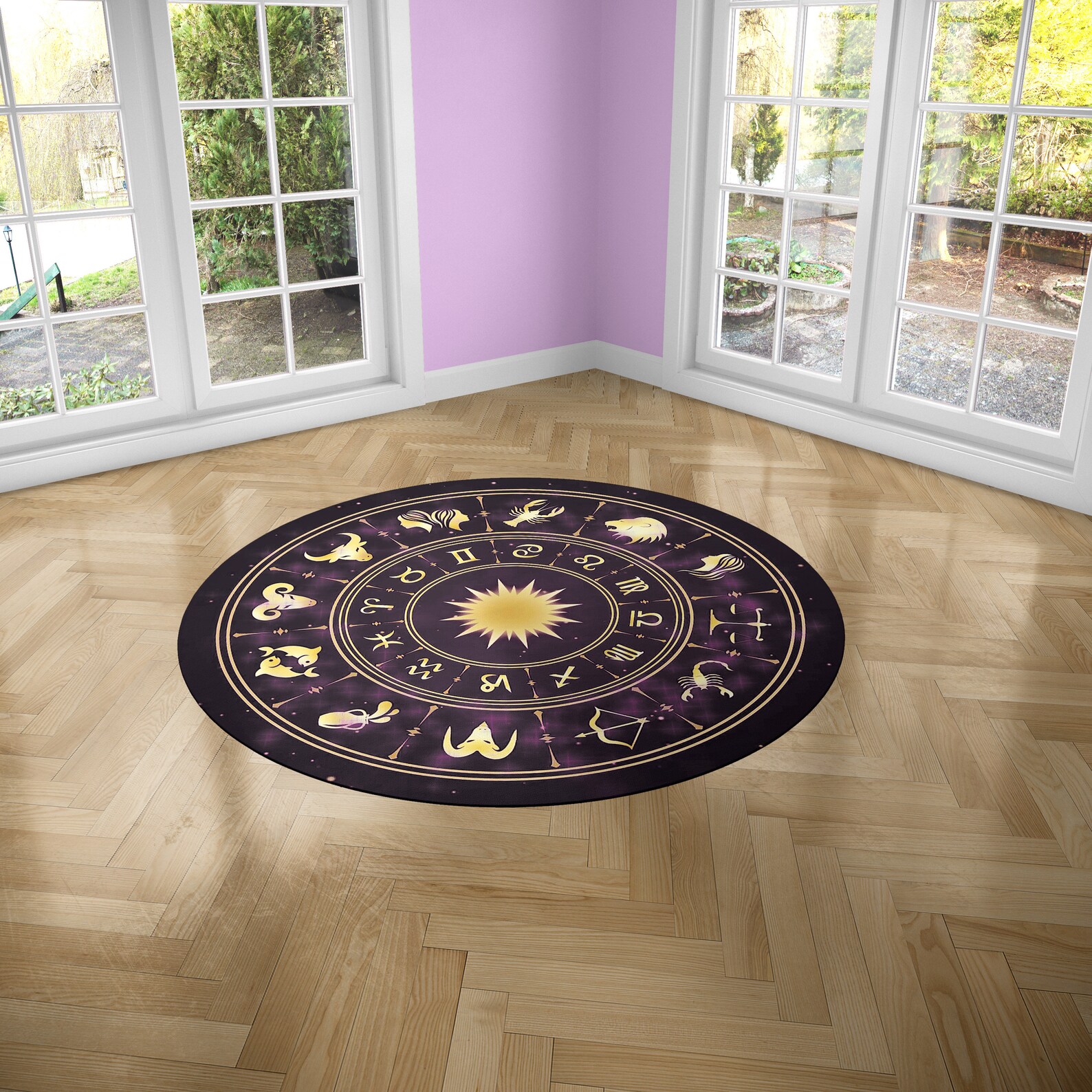 Cosmic Zodiac Ring Round Rug, Astrology Rug, Zodiac Rug, Zodiac Rugs ...