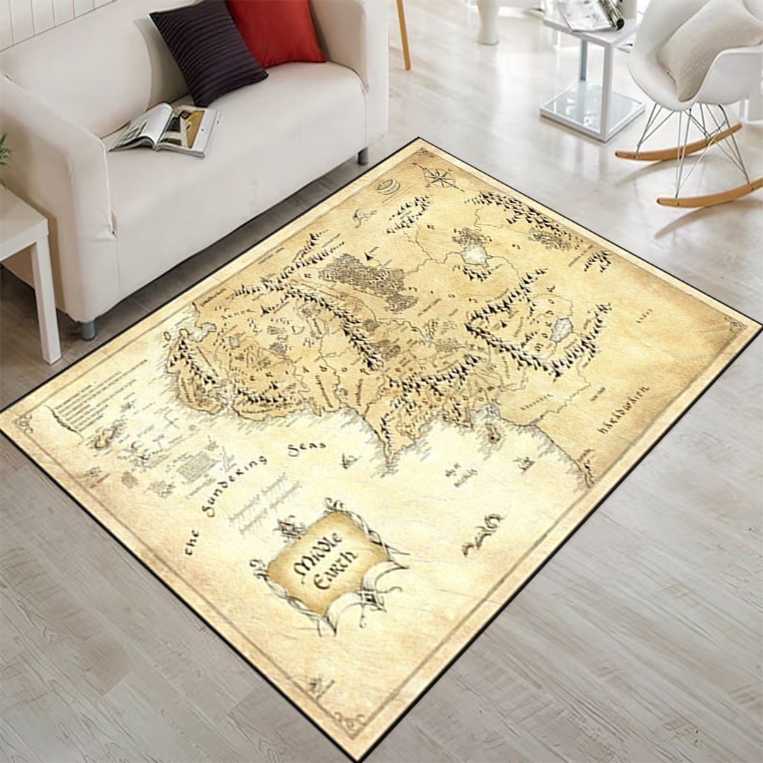 Middle Earth Rug, Lord of the Rings, Map Rug, Movie Map Rugs, Middle ...