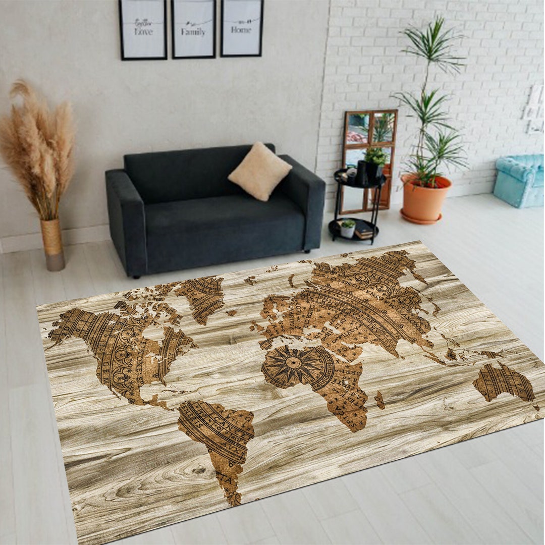 World Map Rug, Map Rugs, Atlas World Map Rug, Area Carpet,popular ...