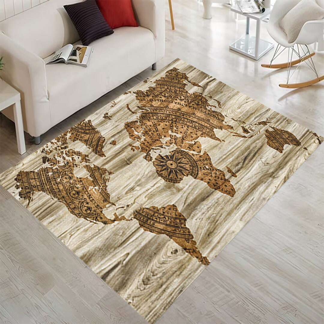 World Map Rug, Map Rugs, Atlas World Map Rug, Area Carpet,popular ...