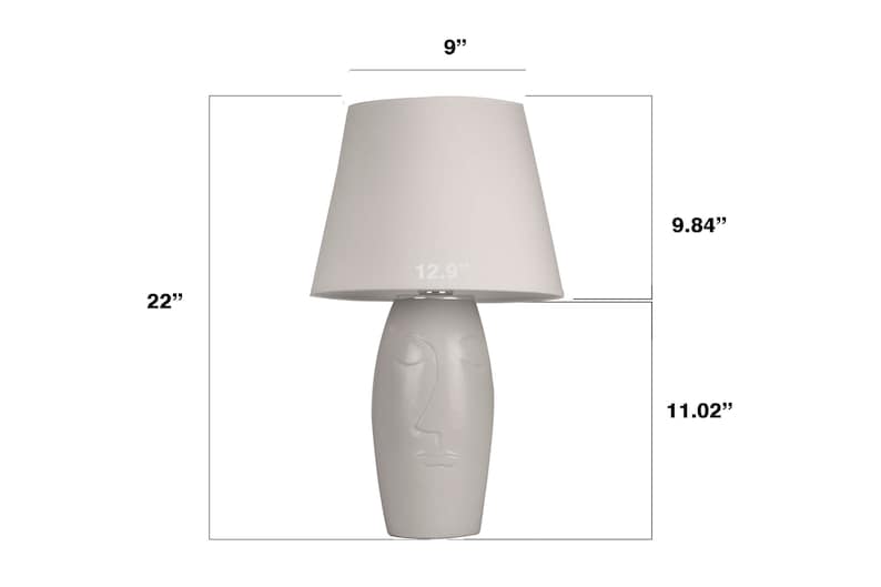 22 Abstract Face Table Lamp With Cream Ceramic Base in Minimal Design ...