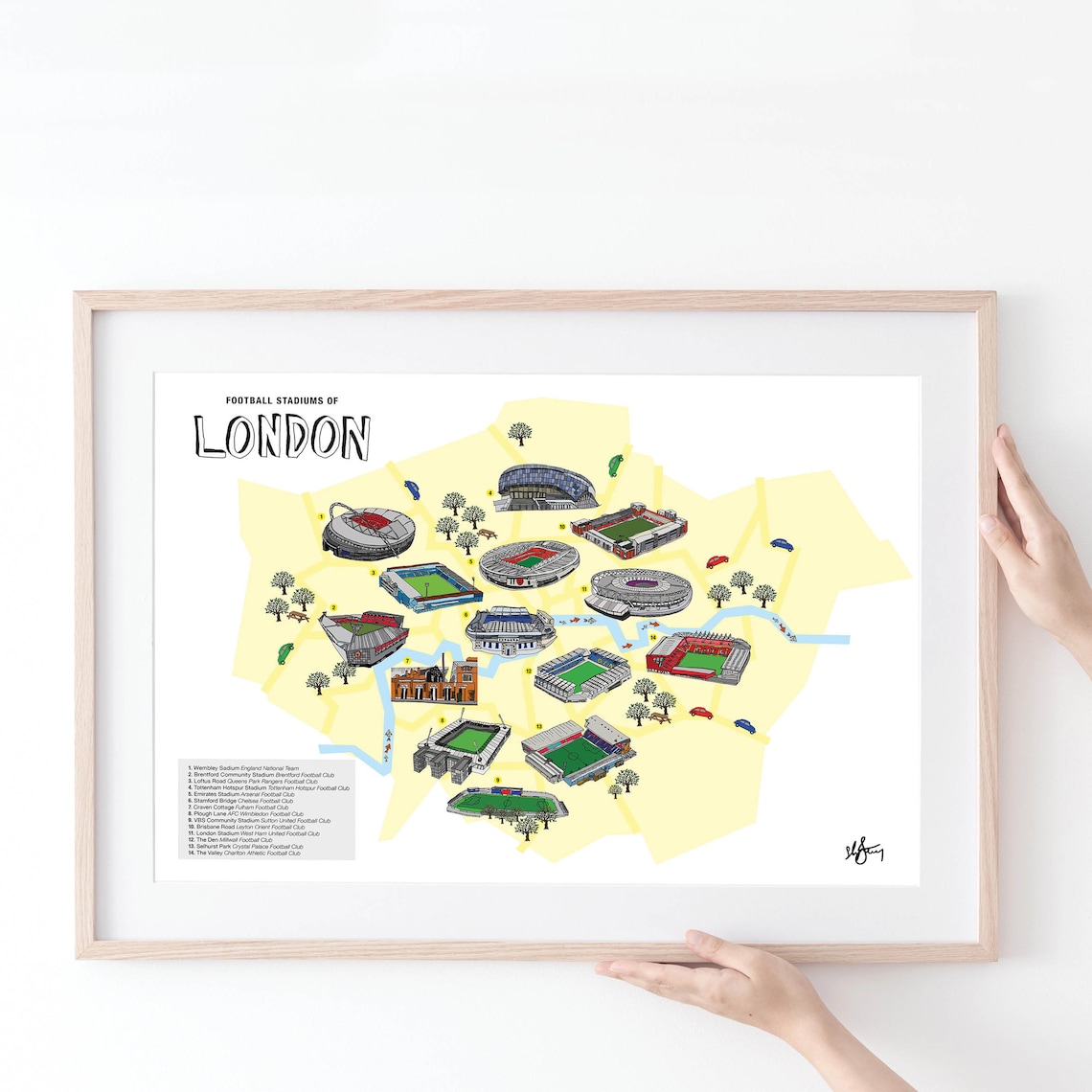 London Football Stadiums Illustrated Map - Etsy Canada