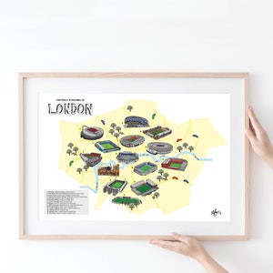 London Football Stadiums - Illustrated Map - Etsy
