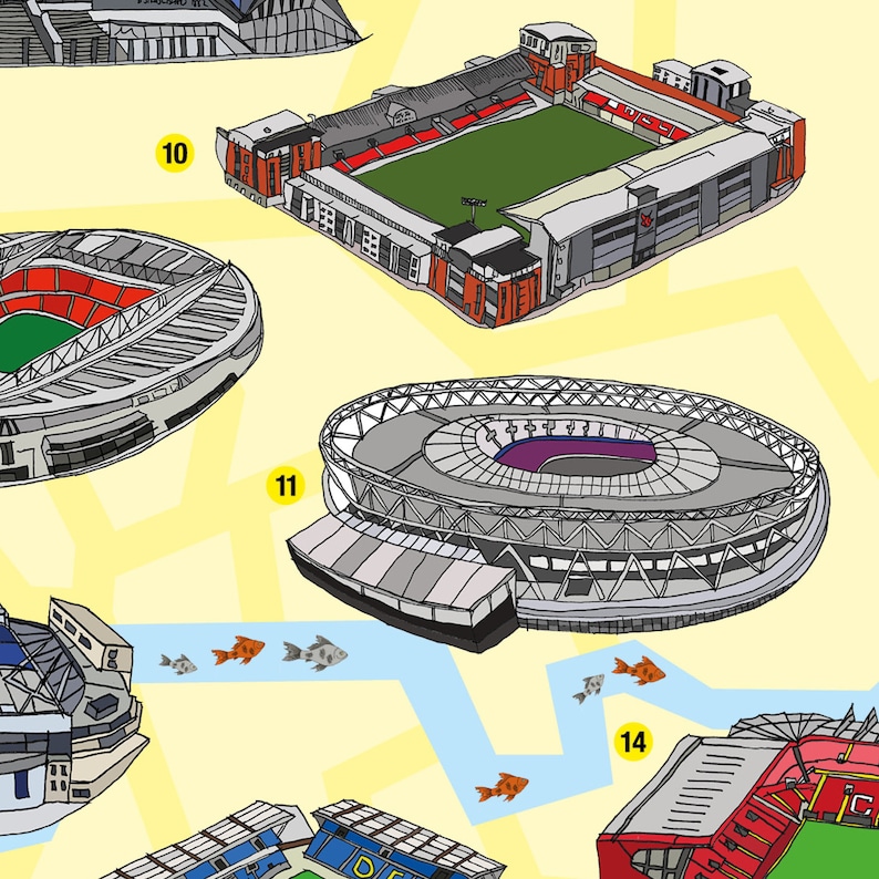 London Football Stadiums Illustrated Map - Etsy Canada