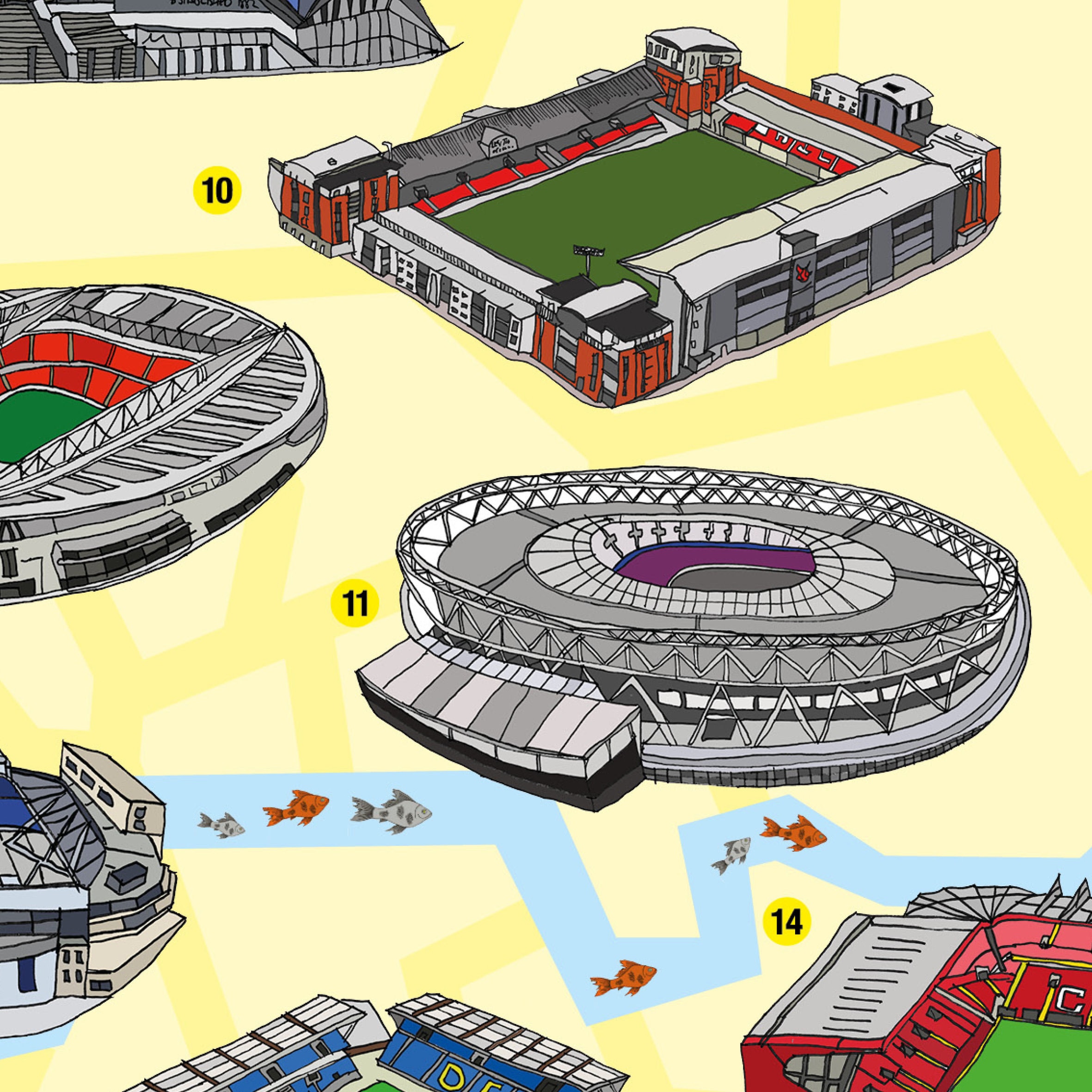London Football Stadiums Illustrated Map - Etsy