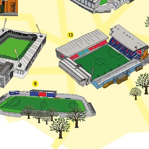 London Football Stadiums - Illustrated Map - Etsy